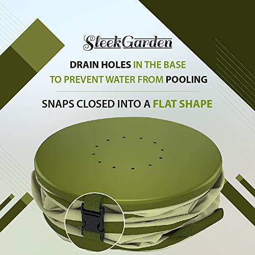 Collapsible -30 Gallon Canvas Garden Waste Bag -Pop-up Bucket Reusable Yard Leaf Bag Holder- Heavy Duty Hardshell Bottom β with Drain Holes for Lawn Pool Garden Camping Trash Debris Bag with Handles