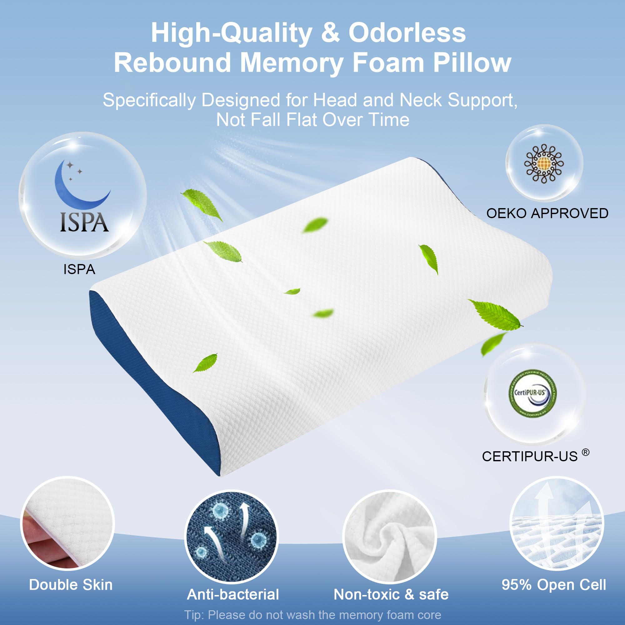 Memory Foam Pillows for Sleeping - Cervical Pillow for Neck and Shoulder Pain Relief, Side Sleeper Pillow Ergonomic Contour Orthopedic Neck Support Pillows for Side Back Stomach Sleepers, Mom Dad Gift