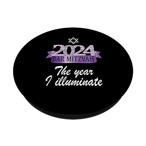 2024 Bar Mitzvah Quote Festive Black Purple Decor PopSockets Standard PopGrip