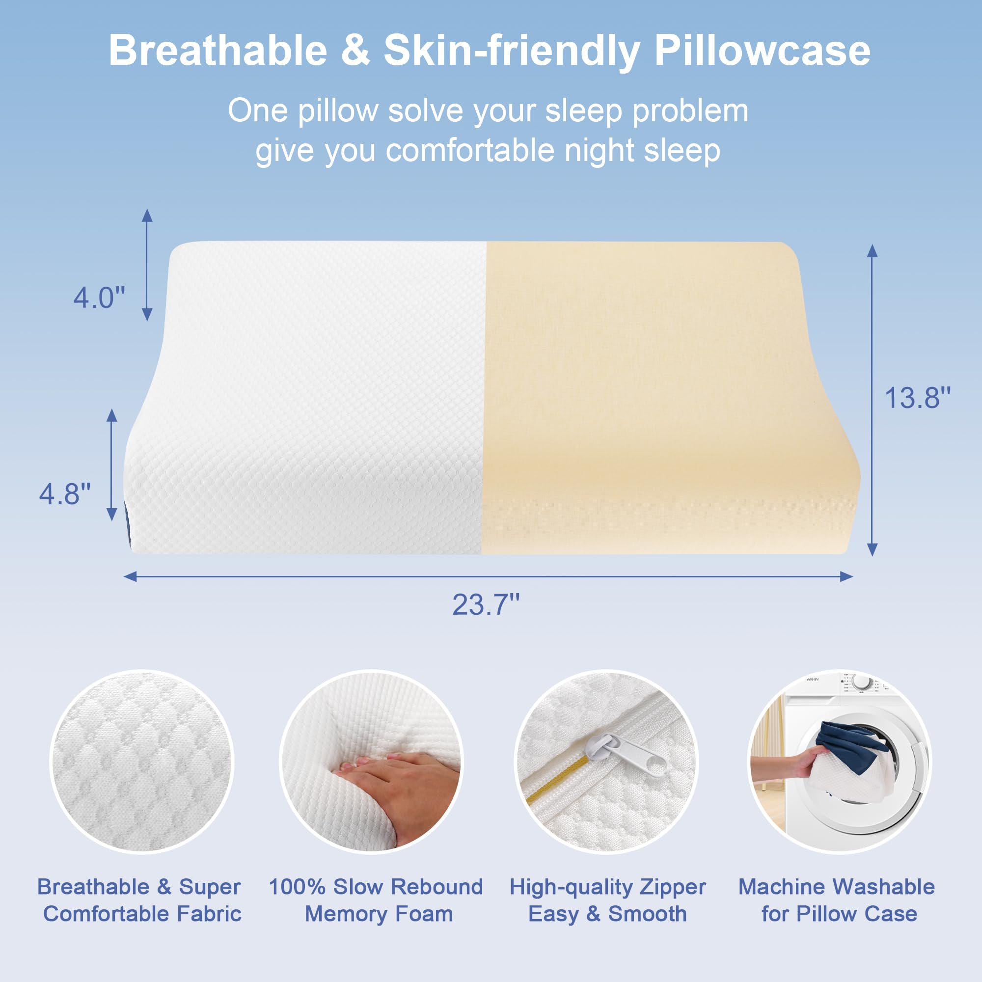 Memory Foam Pillows for Sleeping - Cervical Pillow for Neck and Shoulder Pain Relief, Side Sleeper Pillow Ergonomic Contour Orthopedic Neck Support Pillows for Side Back Stomach Sleepers, Mom Dad Gift