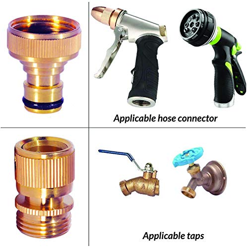 DIRECT MFG Garden Hose Quick Connect - Solid Brass, No Leakage, No Rusting, No Breakage - Easy, Quick Disconnect Water Hose Fittings for Garden Hose Connector - 3/4 Inch GHT (2 Sets)