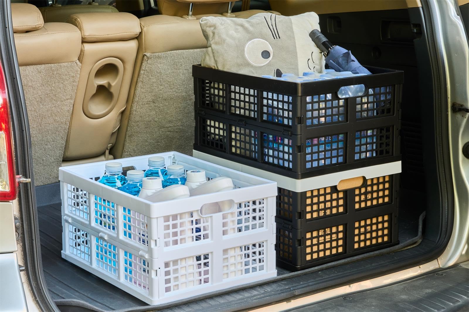 Aebeky 3-Pack Plastic Collapsible Storage Crates-30L,Foldable Plastic Crates for Storage (Black)