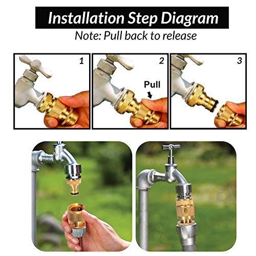 DIRECT MFG Garden Hose Quick Connect - Solid Brass, No Leakage, No Rusting, No Breakage - Easy, Quick Disconnect Water Hose Fittings for Garden Hose Connector - 3/4 Inch GHT (2 Sets)