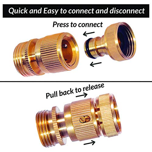 DIRECT MFG Garden Hose Quick Connect - Solid Brass, No Leakage, No Rusting, No Breakage - Easy, Quick Disconnect Water Hose Fittings for Garden Hose Connector - 3/4 Inch GHT (2 Sets)