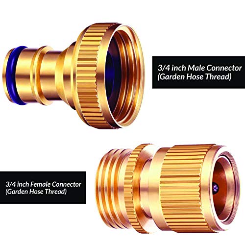 DIRECT MFG Garden Hose Quick Connect - Solid Brass, No Leakage, No Rusting, No Breakage - Easy, Quick Disconnect Water Hose Fittings for Garden Hose Connector - 3/4 Inch GHT (2 Sets)