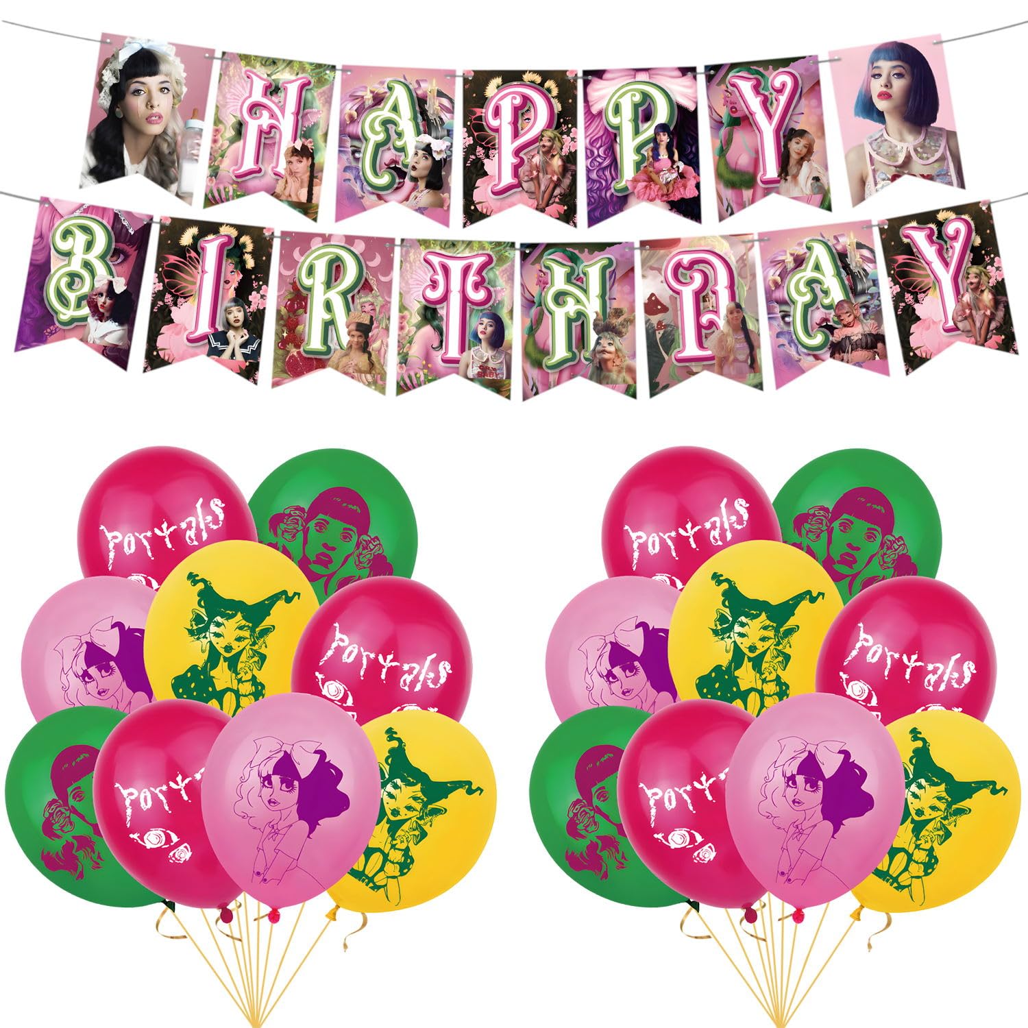 Birthday Party Decorations For Melanie,Party Supplies Set Including Birthday Banner,Cupcake Topper and Balloons
