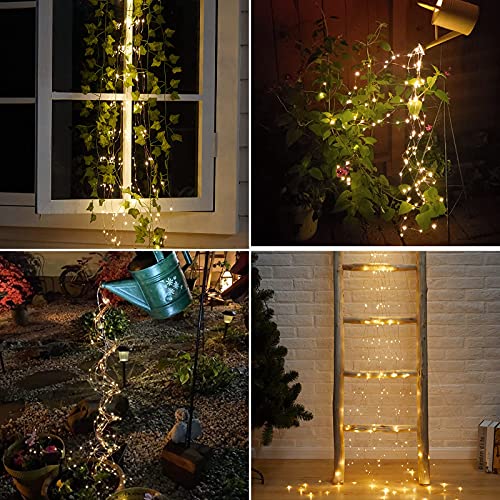 Solar Lights Outdoor Garden, 200 LED 10 Strand Watering Can Light, Waterproof Solar Waterfall Lights with 8 Lighting Modes for Patio Yards Pathway Tree Vines Lawn Holiday Party Decor