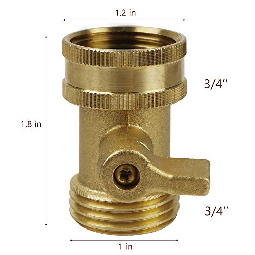 Twinkle Star Water Hose Shut Off Valve, 2 Pack Heavy Duty 3/4 Inch Solid Brass Garden Hose Connector, TWIS3003
