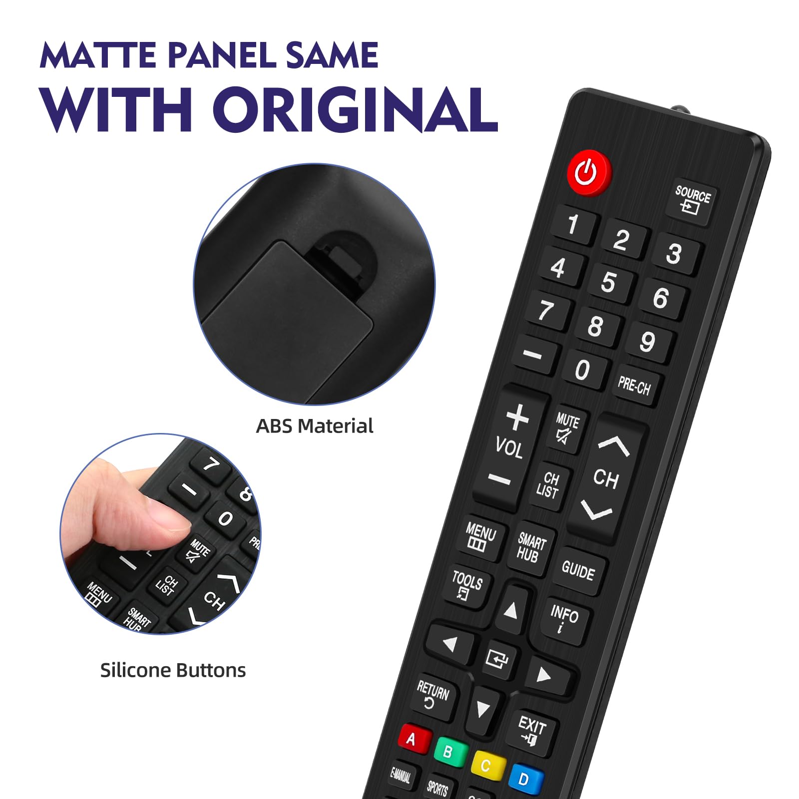 JNGKE Universal Remote Control for Only All Samsung TV, Samsung Remote for Samsung Smart TV LED LCD QLED 4K 3D Series, for All Samsung TV Remote Model Black