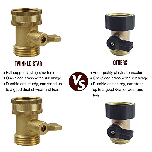 Twinkle Star Water Hose Shut Off Valve, 2 Pack Heavy Duty 3/4 Inch Solid Brass Garden Hose Connector, TWIS3003