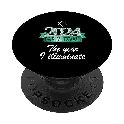 2024 Bar Mitzvah Quote Festive Black Turquoise Decor PopSockets Standard PopGrip