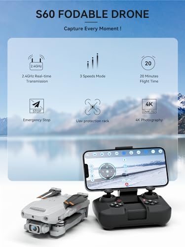 Drone with Camera for Adults - ROVPRO Dual Camera S60 RC Quadcopter with APP Control - Obstacle Avoidance, Waypoint Fly, Altitude Hold, Roll Mode, Headless Mode, 2 Batteries