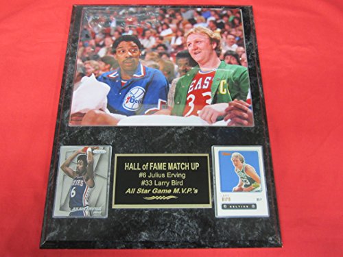 Larry Bird Julius Erving Dr J 2 Card Collector Plaque w/8x10 Color Photo