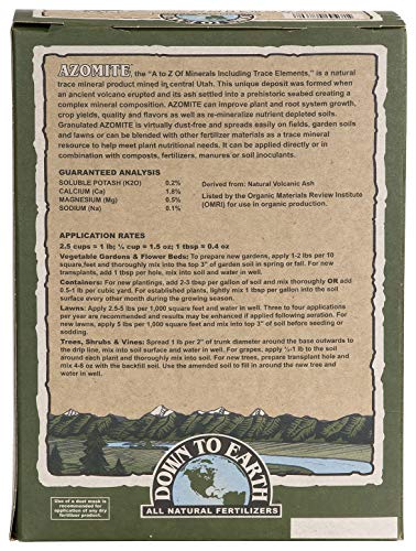 Down to Earth Organic Azomite Granulated Trace Minerals 0-0-0.2, 5 lb