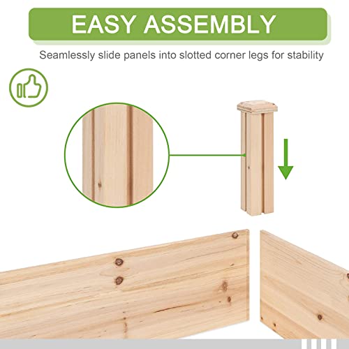Crownland Outdoor Gardens 8 ft Raised Garden Bed Wooden Garden Box Patio Raised Beds Backyard Elevated Garden Bed Planter Box Grow Vegetables Fruits Herb Yard Fast Easy Assembly