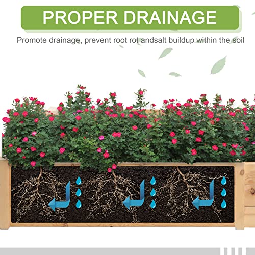 Crownland Outdoor Gardens 8 ft Raised Garden Bed Wooden Garden Box Patio Raised Beds Backyard Elevated Garden Bed Planter Box Grow Vegetables Fruits Herb Yard Fast Easy Assembly