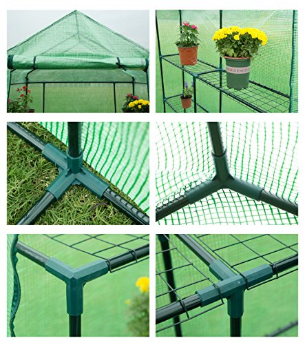 GOJOOASIS Walk in Portable Garden Greenhouse Mini Plants Shed Hot House with 3 Tiers