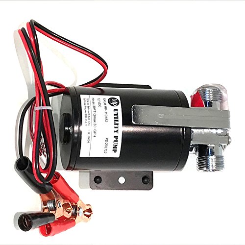 12-volt DC 1/10th HP 330 GPH Battery Powered Portable Mini Water Transfer Utility Pump with Metal Connectors for Standard 3/4" Garden Hose Great for removing water from Boats Water Yard or Garden