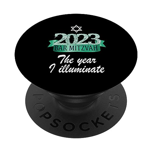 2023 Bar Mitzvah Quote Festive Black Turquoise Decor PopSockets Standard PopGrip