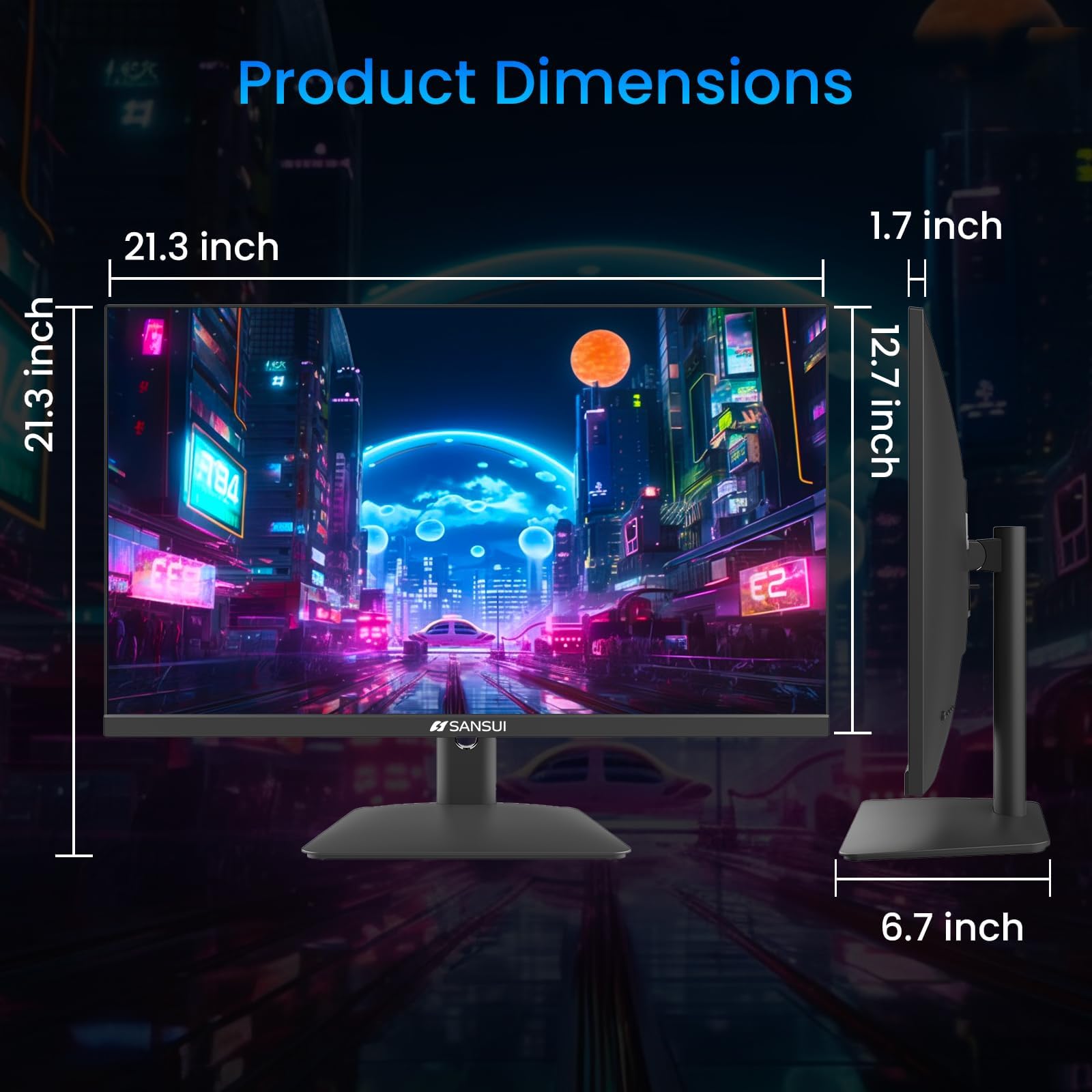 SANSUI 24 Inch Gaming Monitor 180Hz, DP 1.4 & HDMI 2.0 Ports IPS Panel High Refresh Rate Computer Monitor, Racing FPS RTS Modes, 1ms Response Time 110% sRGB (ES-G24F4, HDMI Cable Included)