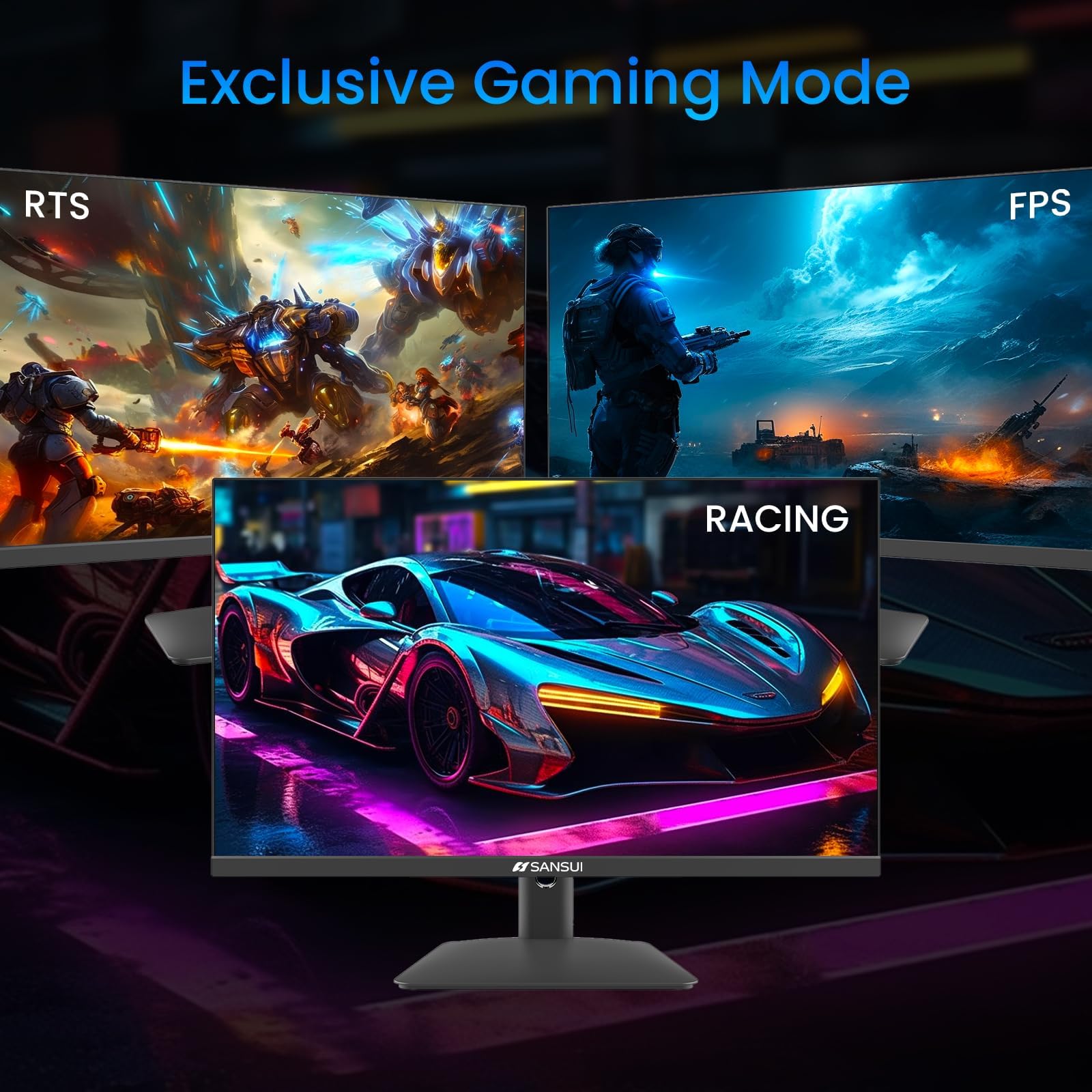 SANSUI 24 Inch Gaming Monitor 180Hz, DP 1.4 & HDMI 2.0 Ports IPS Panel High Refresh Rate Computer Monitor, Racing FPS RTS Modes, 1ms Response Time 110% sRGB (ES-G24F4, HDMI Cable Included)