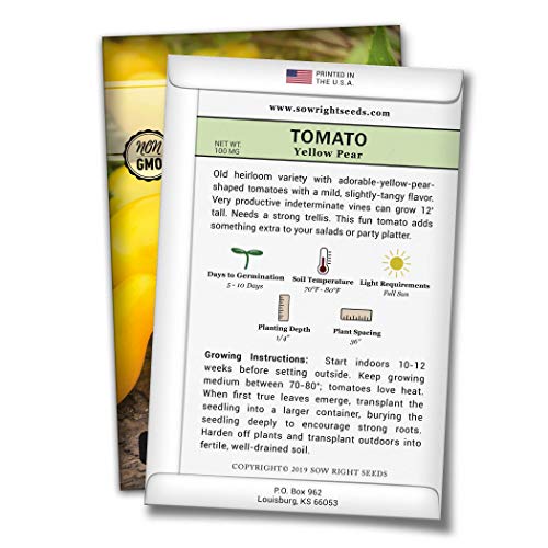 Sow Right Seeds - Yellow Pear Tomato Seed for Planting - Non-GMO Heirloom Packet with Instructions to Plant a Home Vegetable Garden - Great Gardening Gift (1)