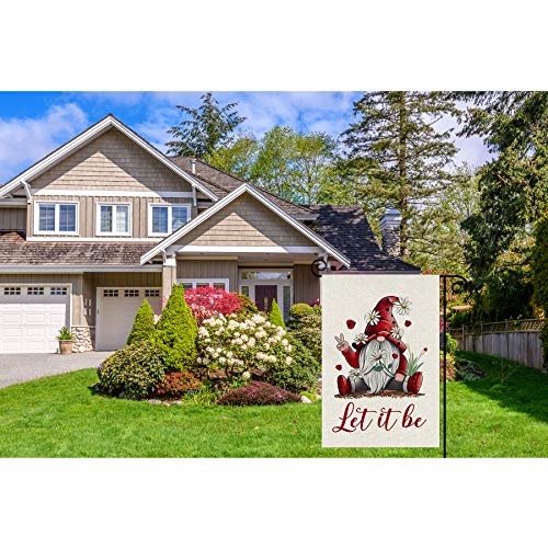 Balgardekor Let it be Garden Flag Vertical Double Sided Red Gnomes Farmhouse Burlap Spring Summer Yard Outdoor Decor Home Decor (12.5 x 18, Let it be)