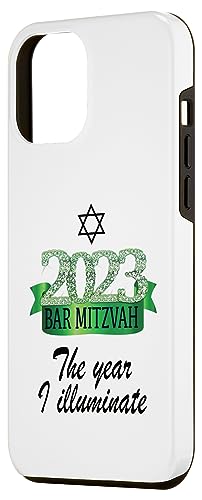 iPhone 14 Plus 2023 Bar Mitzvah Quote Festive White Green Decor Case