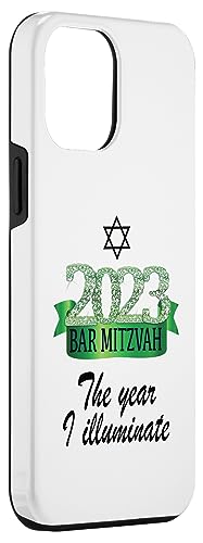 iPhone 14 Plus 2023 Bar Mitzvah Quote Festive White Green Decor Case