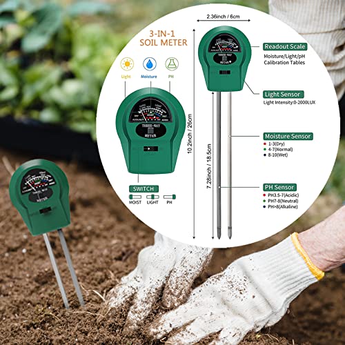PH Meter, TDS PPM Meter, 3 in 1 Soil PH Tester [Upgraded Version] Moisture Meter Combo, PH/EC Tester Digital Kit for Home Water, Hydroponics, Plants Garden Soil and Aquarium Use