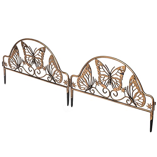 Gardenised QI004110.6 Decorative Butterfly Design Fence Garden Edging Landscape Border Path Panel, Pack of 6, Bronze