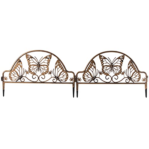 Gardenised QI004110.6 Decorative Butterfly Design Fence Garden Edging Landscape Border Path Panel, Pack of 6, Bronze