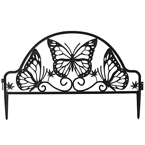 Gardenised QI004110.6 Decorative Butterfly Design Fence Garden Edging Landscape Border Path Panel, Pack of 6, Bronze