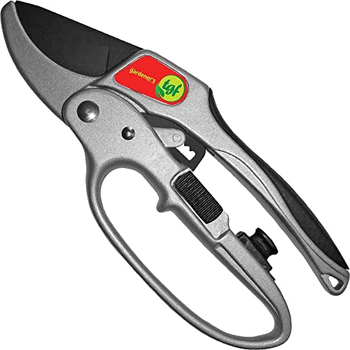 Ratchet Pruning Shears Gardening Tool – Anvil Pruner Garden Shears with Assisted Action – Ratchet Pruners for Gardening with Heavy-Duty, Nonstick Steel Blade – Garden Tools by The Gardener's Friend