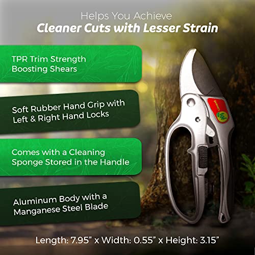 Ratchet Pruning Shears Gardening Tool – Anvil Pruner Garden Shears with Assisted Action – Ratchet Pruners for Gardening with Heavy-Duty, Nonstick Steel Blade – Garden Tools by The Gardener's Friend