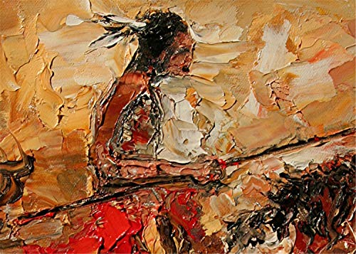 (SOLD) Chasing Buffalo - Equine horse painting by internationally renown painter Andre Dluhos
