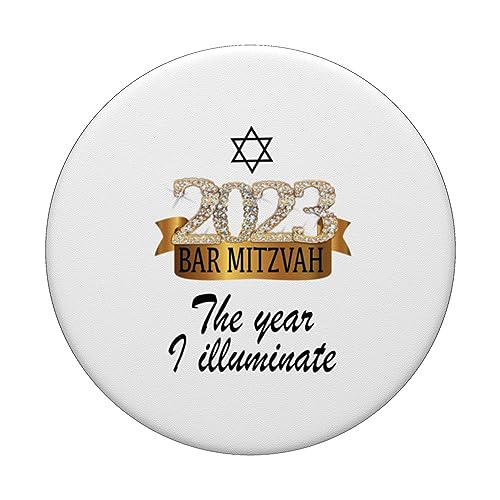 2023 Bar Mitzvah Quote Festive White Yellow Decor PopSockets Standard PopGrip