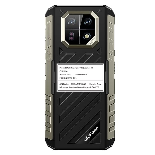 Ulefone Armor 22 (16+128GB) Rugged Smartphone, 64MP Night Vision Camera + 64MP Wide-Angle Camera, Android 13 Unlocked Cell Phone, 6.58 FHD+, 120Hz, 6600mAh, IR Blaster, NFC 4G Dual Sim- All Black