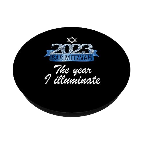 2023 Bar Mitzvah Quote Festive Black Blue Decor PopSockets Standard PopGrip