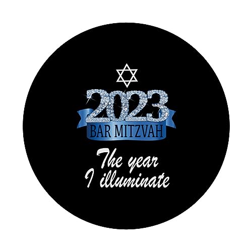 2023 Bar Mitzvah Quote Festive Black Blue Decor PopSockets Standard PopGrip