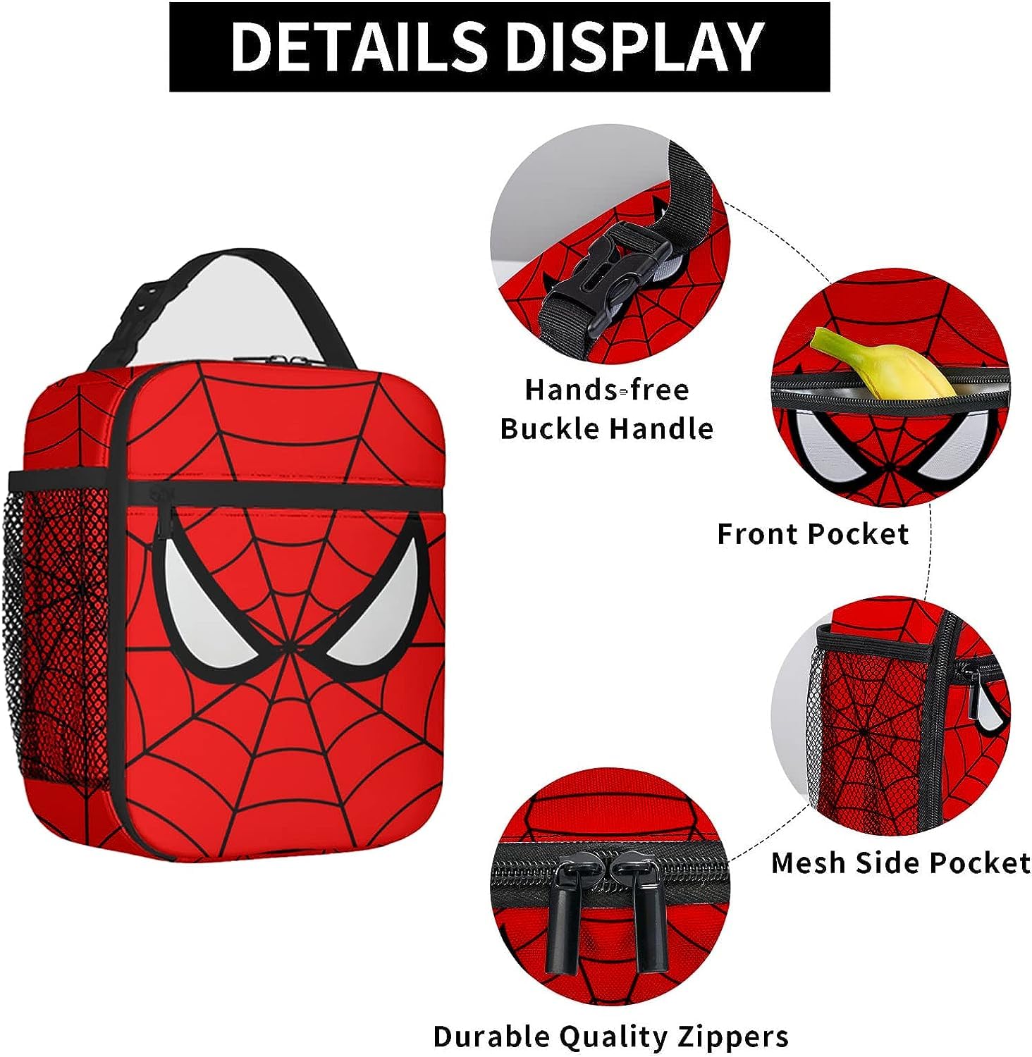 suzzc Reusable Anime Lunch Box Insulated Lunch Bag Large Capacity Durable Lunch Tote for Men Women Gift Travel Hiking