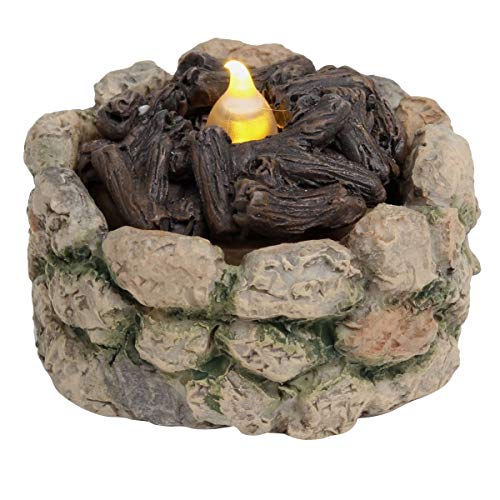 TG,LLC Treasure Gurus Miniature Stone LED Light-Up Firepit Fairy Garden Decor Dollhouse Accessory