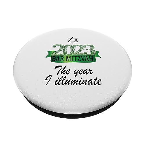 2023 Bar Mitzvah Quote Festive White Green Decor PopSockets Standard PopGrip