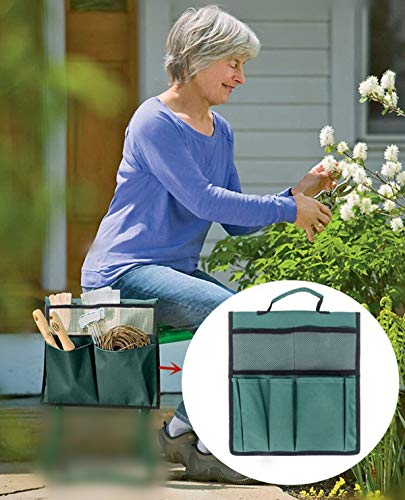 COCO Garden Kneeler Tool Bag Stool Pouch Seat Storage Tote Hanging Organizer, 600D Waterproof Portable for Outdoor Gardening, 12” x 13“ (Green, NOT Include Kneeler)