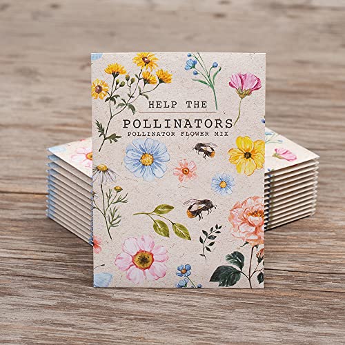Help Pollinators Kraft Bee! Pollinator Wildflower Packets. 25 Wildflower Seed Packets for Planting - Flower Seeds - Garden Seed to Grow Live Plants - A Beautiful Gift - Bentley Seed Co.