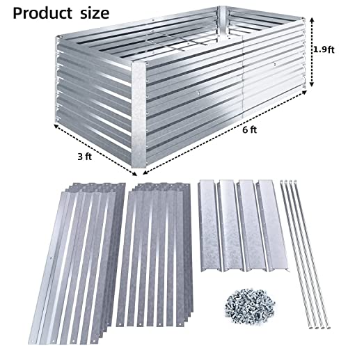 Ohuhu Metal Raised Garden Beds for Vegetables, 6x3x1.9 FT Heightened Extra-Large Reinforced Galvanized Steel Raised Boxes, Heavy Duty Outdoor Planter Box for Seedling Growing Flowers Herbs Succulent