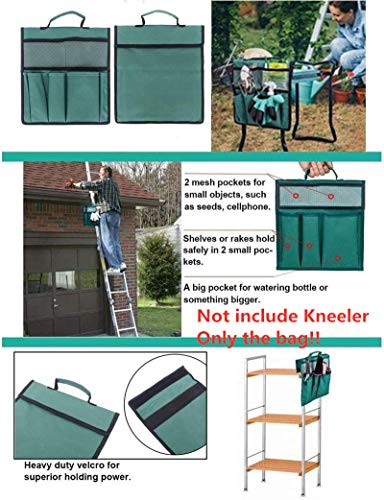 COCO Garden Kneeler Tool Bag Stool Pouch Seat Storage Tote Hanging Organizer, 600D Waterproof Portable for Outdoor Gardening, 12” x 13“ (Green, NOT Include Kneeler)