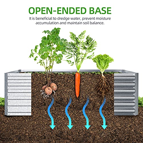 Ohuhu Metal Raised Garden Beds for Vegetables, 6x3x1.9 FT Heightened Extra-Large Reinforced Galvanized Steel Raised Boxes, Heavy Duty Outdoor Planter Box for Seedling Growing Flowers Herbs Succulent
