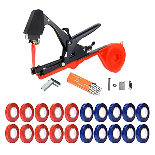Plant Tying Machine,Plant Vine Tying Machine Tool with 10000pcs Staples 20 Rolls Tape Plant Tape Gun for Grapes,Raspberries,Tomatoes,and Vining Vegetables Tying Tool (Black)