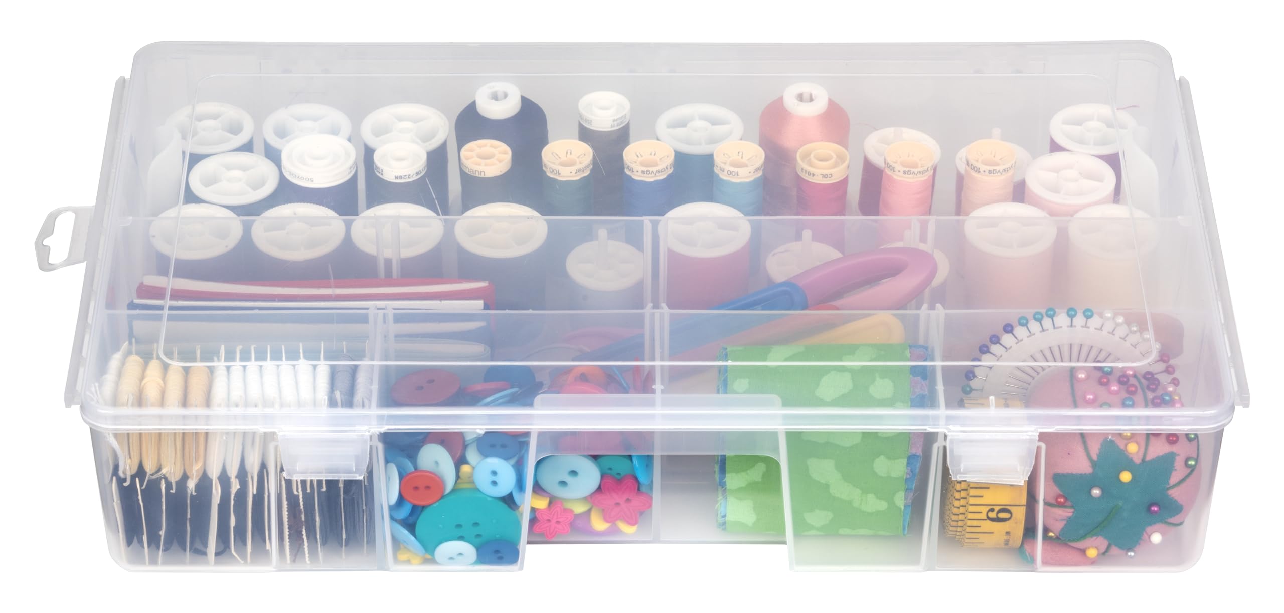 ArtBin 7003AB Sew-Lutions Sewing Supply Storage System with Lift-Out Thread Spool Tray, [1] Plastic Storage Case, Clear